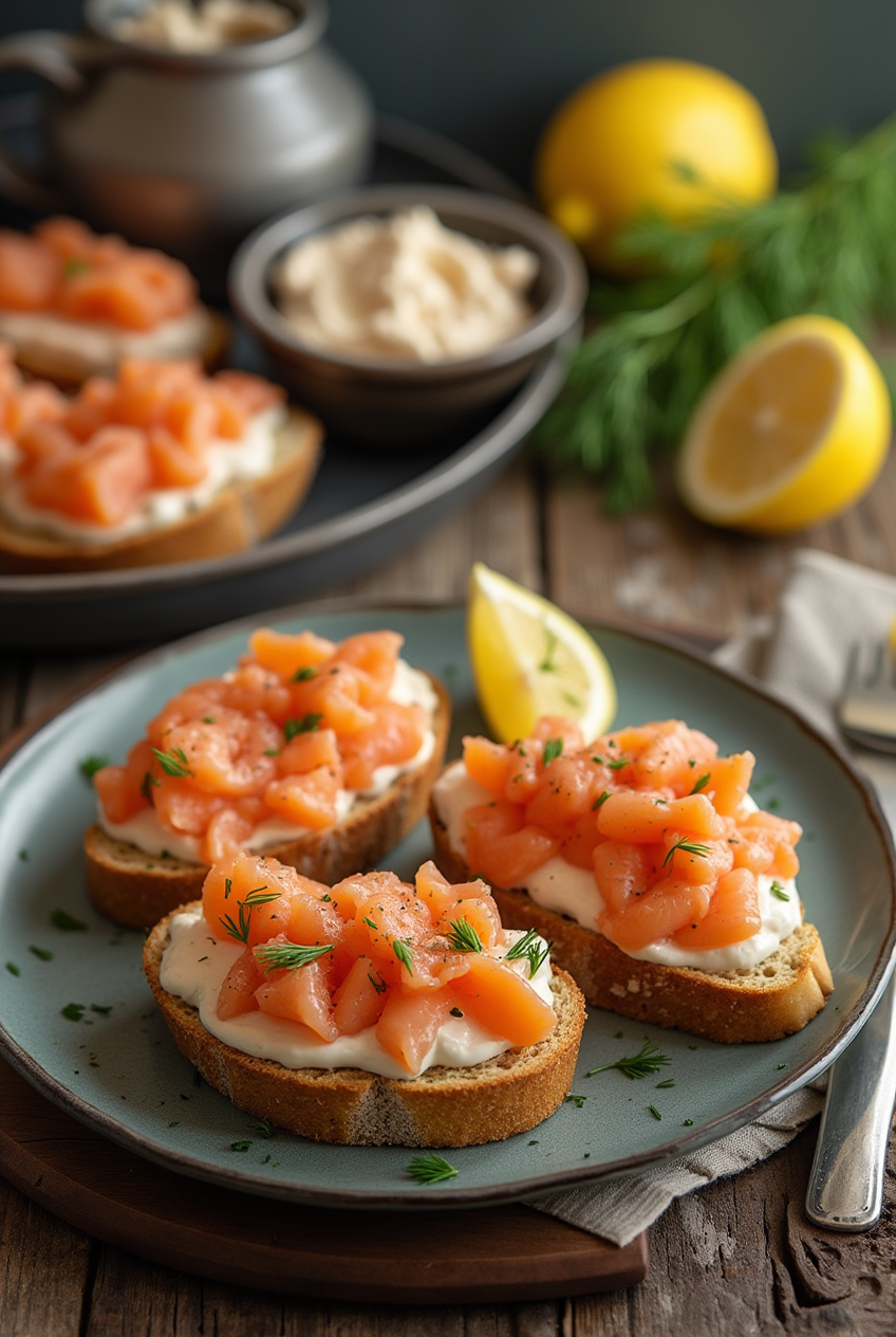 Toasts à la crème de saumon et citron : une entrée élégante - CrosRecipes