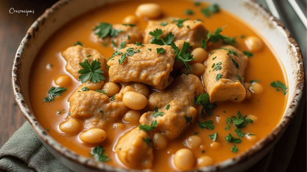 Ragoût de haricots blancs et poulet avec riz : un repas complet ...